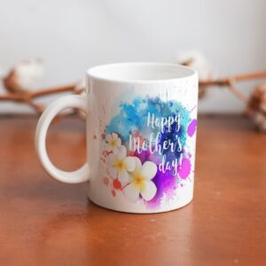 HoaMoya Watercolor Flowers Coffee Mug Happy Mother's Day Ceramic Mug Drinking Cups with Handle White Coffee Cups 11oz for Office Home DIY Gift