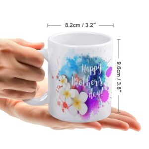 HoaMoya Watercolor Flowers Coffee Mug Happy Mother's Day Ceramic Mug Drinking Cups with Handle White Coffee Cups 11oz for Office Home DIY Gift