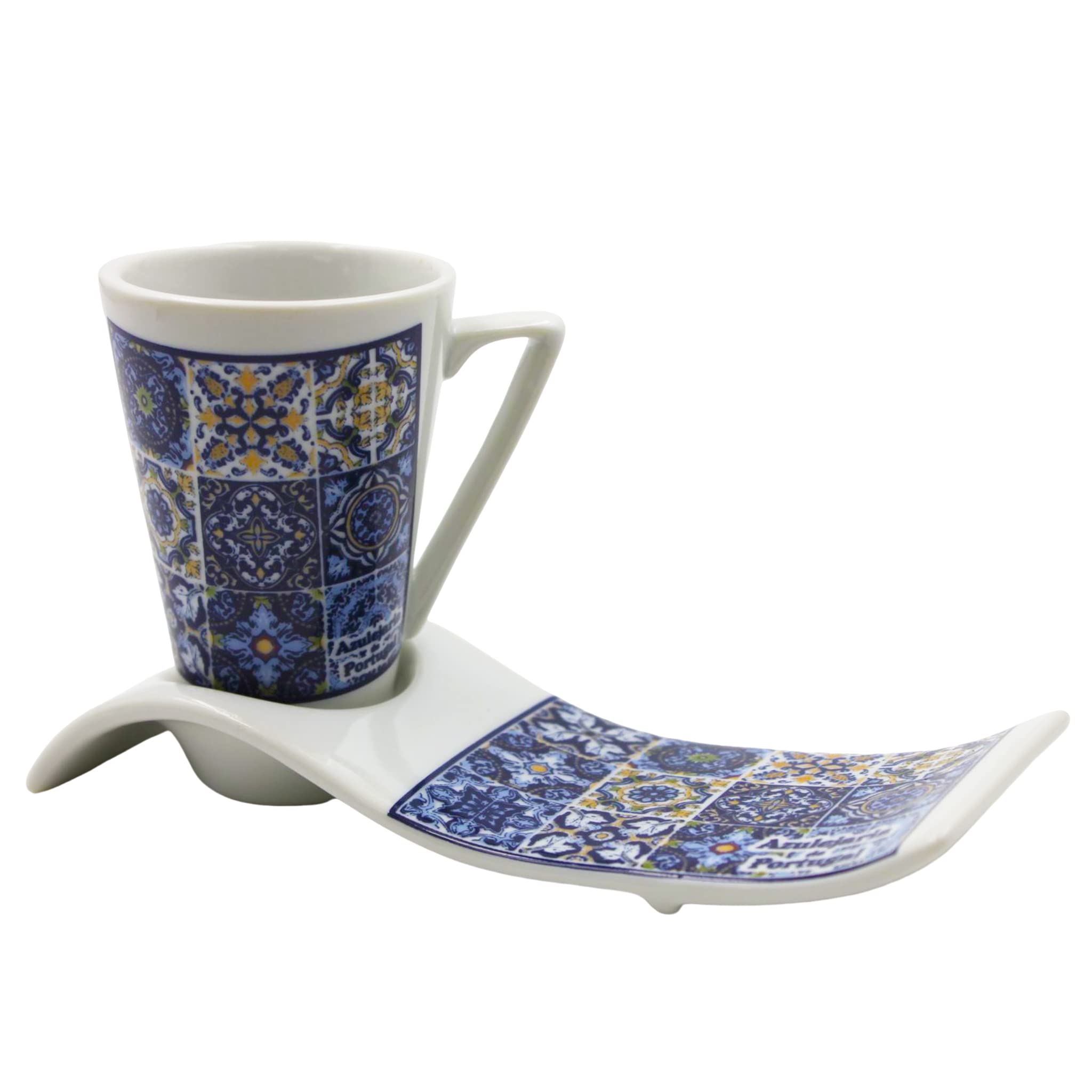 Portuguese Ceramic Espresso Cup With Tray Souvenir From Portugal