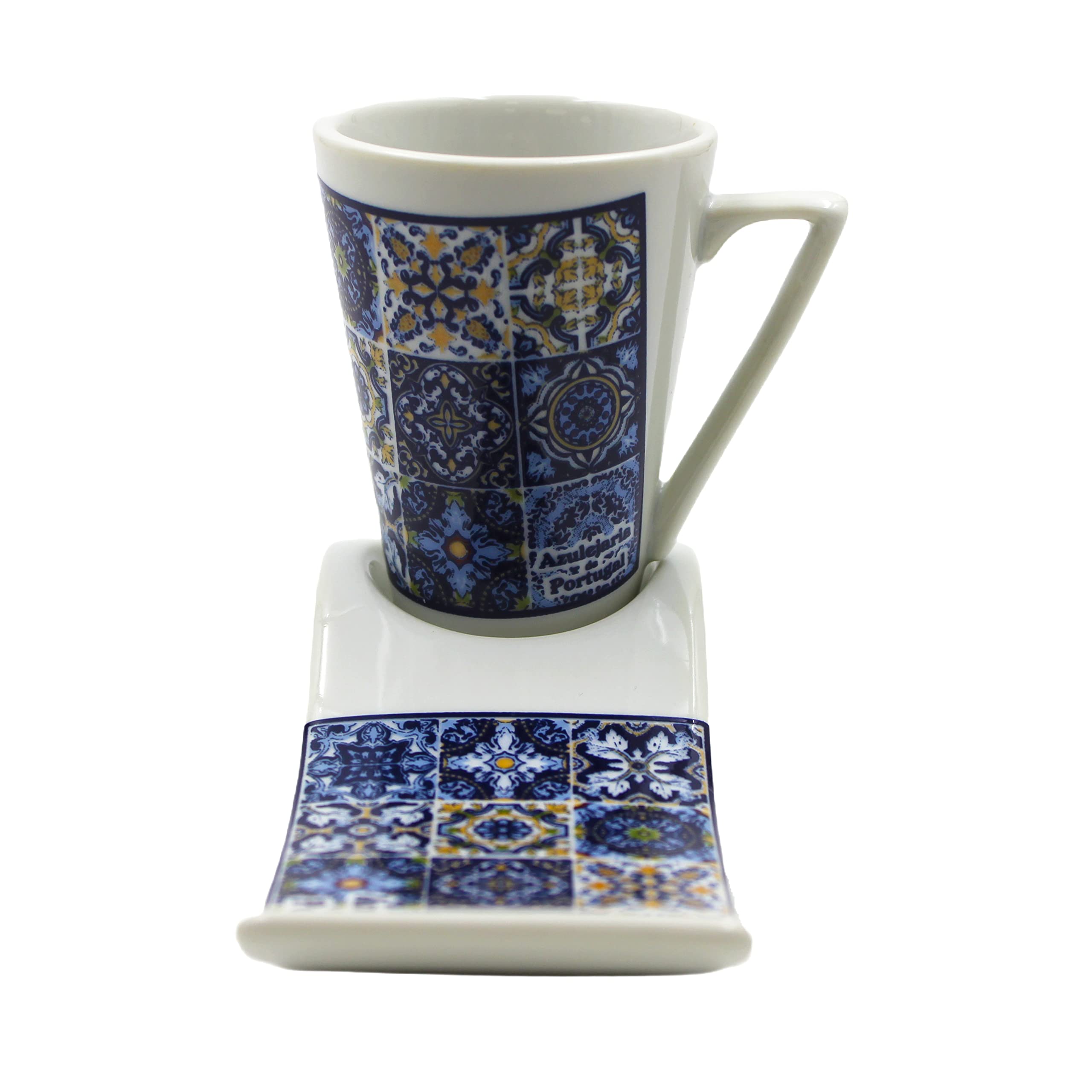 Portuguese Ceramic Espresso Cup With Tray Souvenir From Portugal