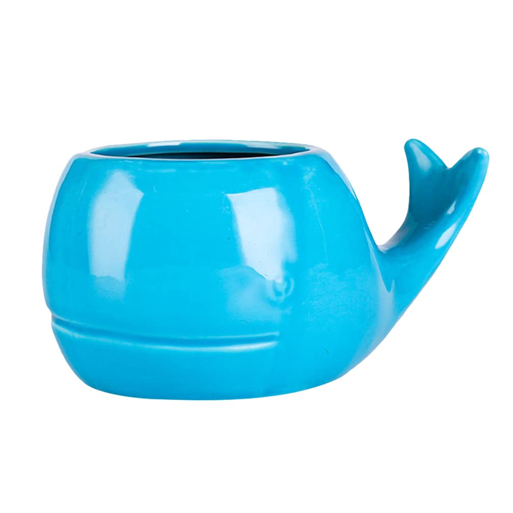 PRETYZOOM Ceramic Coffee Mug 3D Whale Tiki Cup Hawaiian Luau Party Cocktail Glasses Cute Animal Exotic Juice Wine Cup for Bar Kitchen Holiday Ornament Sky- blue 450ml