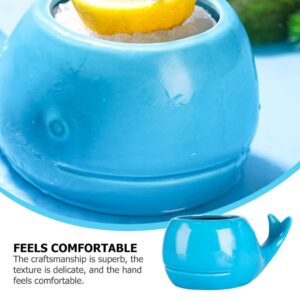 PRETYZOOM Ceramic Coffee Mug 3D Whale Tiki Cup Hawaiian Luau Party Cocktail Glasses Cute Animal Exotic Juice Wine Cup for Bar Kitchen Holiday Ornament Sky- blue 450ml