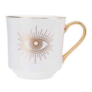 frcolor latte mug ceramic coffee mug boho evil eyes coffee cups with handle turkish god eye tea cup for home office cafe restaurant travel shop white white coffee mugs