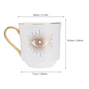 FRCOLOR Latte Mug Ceramic Coffee Mug Boho Evil Eyes Coffee Cups with Handle Turkish God Eye Tea Cup for Home Office Cafe Restaurant Travel Shop White White Coffee Mugs