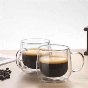 Double Wall Glass Coffee Cups, 10OZ Large Insulated Layer Coffee Cups For Microwave Safe, Insulated Double-layer Tea Glass Cup For Coffee, Hot Beverage, Tea, Latte, Espresso