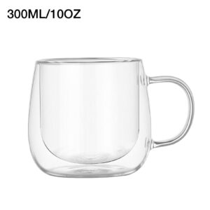 Double Wall Glass Coffee Cups, 10OZ Large Insulated Layer Coffee Cups For Microwave Safe, Insulated Double-layer Tea Glass Cup For Coffee, Hot Beverage, Tea, Latte, Espresso