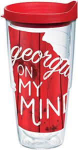 tervis georgia on my mind tumbler with wrap and red lid 24oz, clear