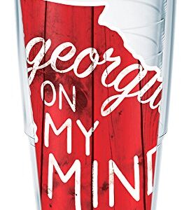 Tervis Georgia On My Mind Tumbler with Wrap and Red Lid 24oz, Clear