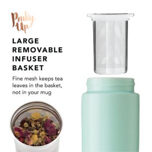 Pinky Up Tatyana Tea Infuser Mug - Ceramic Tea Mug with Infuser and Lid - Bamboo, Stainless Steel, Ceramic 12oz Turquoise Set of 1