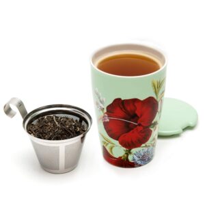 Tea Forte Jubilee KATI Steeping Cup, Ceramic Tea Infuser Cup with Lid & Stainless Steel Loose Leaf Tea Infuser