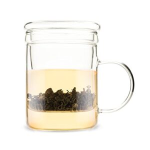 pinky up blake tea cup with infuser and lid - holds 12 ozglass tea infuser mug for loose leaf tea - 12oz 3pc set of 1