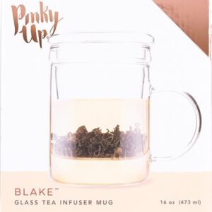 Pinky Up Blake Tea Cup with Infuser and Lid - Holds 12 ozGlass Tea Infuser Mug for Loose Leaf Tea - 12oz 3pc Set of 1