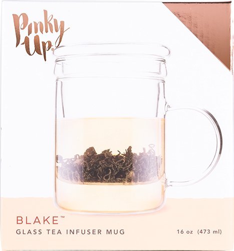 Pinky Up Blake Tea Cup with Infuser and Lid - Holds 12 ozGlass Tea Infuser Mug for Loose Leaf Tea - 12oz 3pc Set of 1