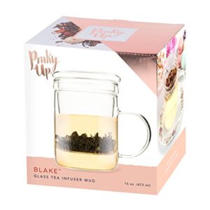 Pinky Up Blake Tea Cup with Infuser and Lid - Holds 12 ozGlass Tea Infuser Mug for Loose Leaf Tea - 12oz 3pc Set of 1