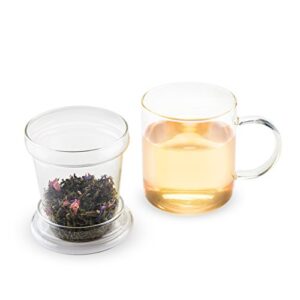 Pinky Up Blake Tea Cup with Infuser and Lid - Holds 12 ozGlass Tea Infuser Mug for Loose Leaf Tea - 12oz 3pc Set of 1