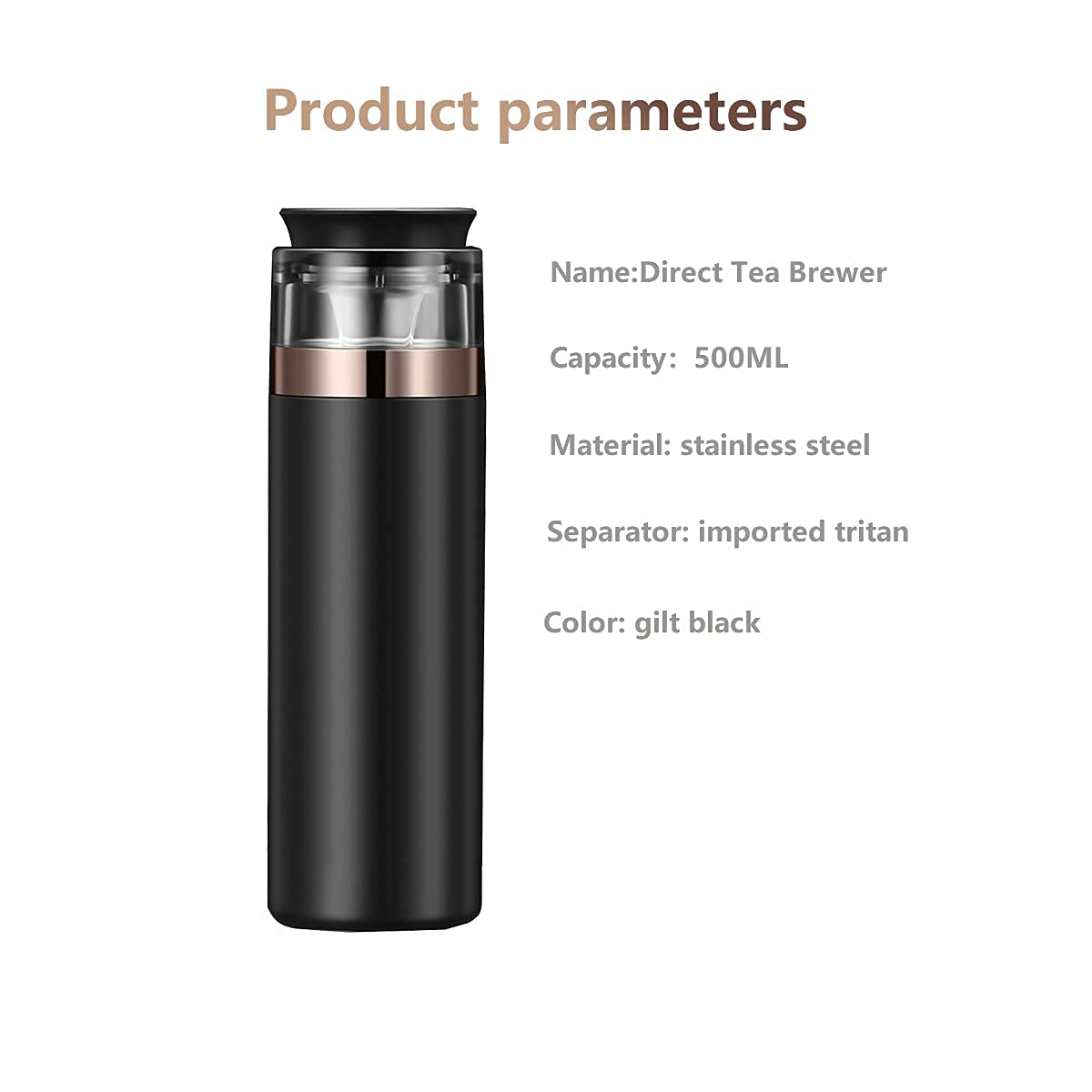 Stainless Steel Insulated Tea Mug with Infuser and Lid for Loose Tea 16.2 Ounces Office Home High-end Tea Cup