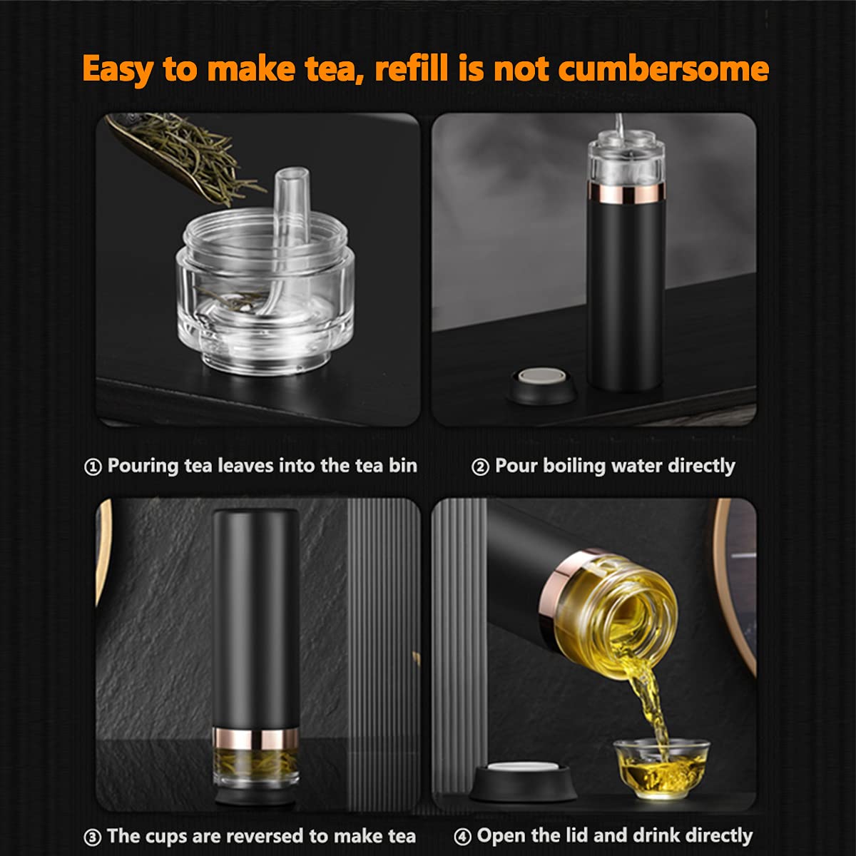 Stainless Steel Insulated Tea Mug with Infuser and Lid for Loose Tea 16.2 Ounces Office Home High-end Tea Cup