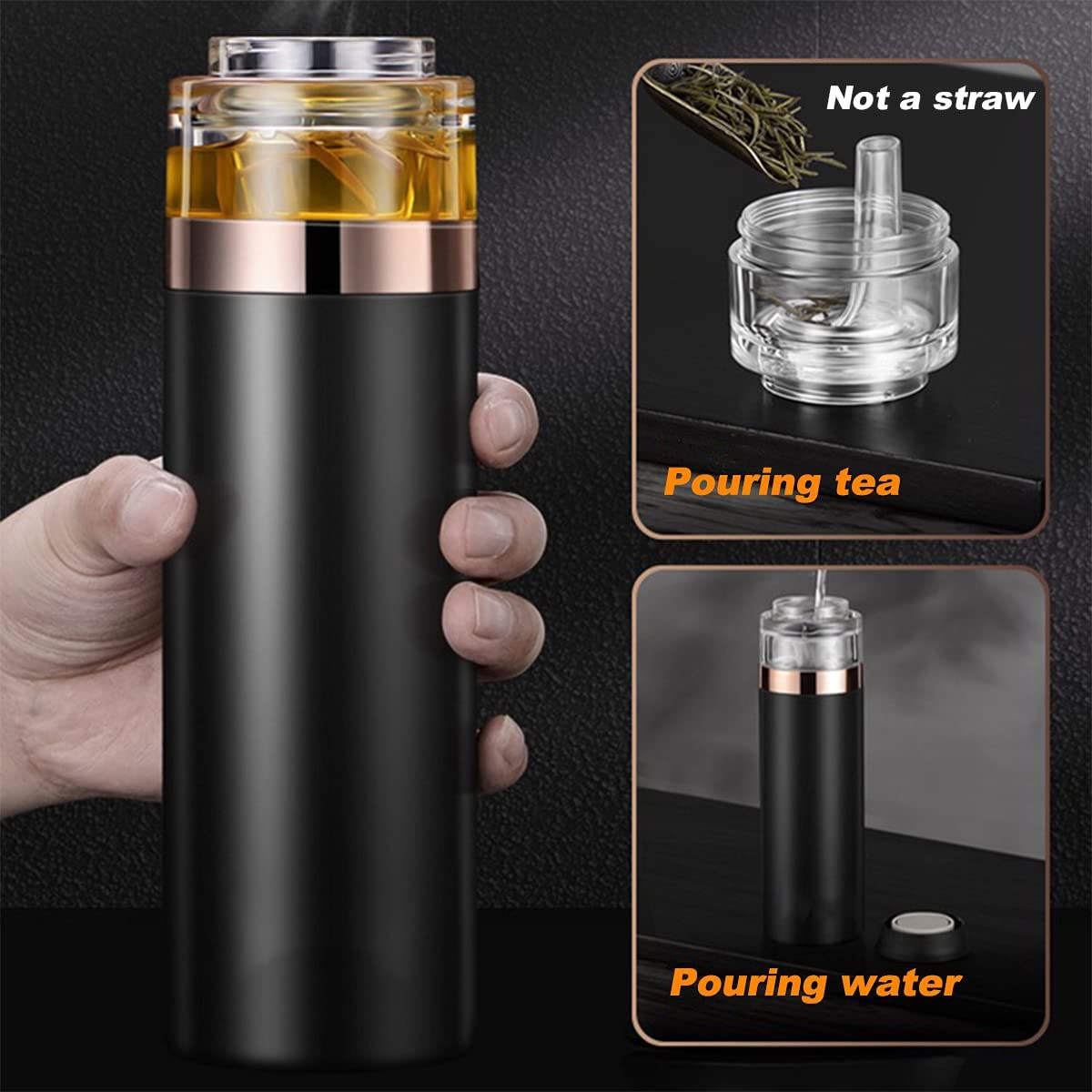 Stainless Steel Insulated Tea Mug with Infuser and Lid for Loose Tea 16.2 Ounces Office Home High-end Tea Cup