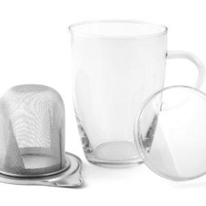 Simax Glassware Lyra Tea Cup/Glass with Strainer, 12-Ounce, 12 Ounce, Clear