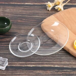 TOPBATHY 4Pcs Glass Saucers Tea Plates Clear Snack Plate Restaurant Dessert Plate Food Serving Dish for Coffee Tea Cups Snacks Fruits 8.5x8.5cm