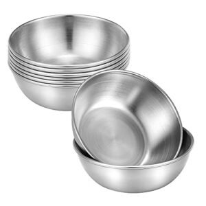 UPKOCH 8pcs Stainless Steel Sauce Dishes Dipping Bowls Round Seasoning Dish Saucer Appetizer Plates for Restaurant Home (Silver)