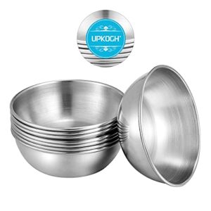 UPKOCH 8pcs Stainless Steel Sauce Dishes Dipping Bowls Round Seasoning Dish Saucer Appetizer Plates for Restaurant Home (Silver)