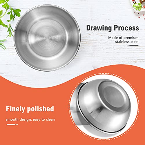 UPKOCH 8pcs Stainless Steel Sauce Dishes Dipping Bowls Round Seasoning Dish Saucer Appetizer Plates for Restaurant Home (Silver)