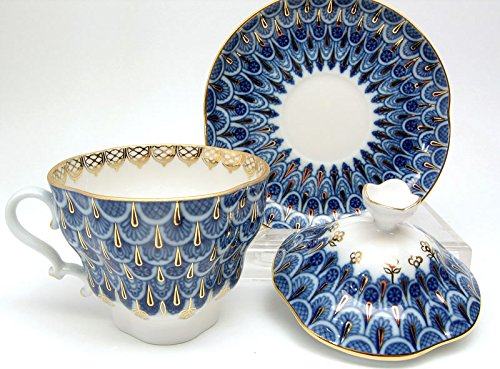 Lomonosov Porcelain Tea Maker Forget-me-not Tea Cup with Lid and Saucer