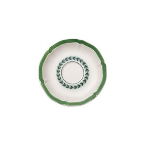 villeroy & boch french garden green line breakfast/cream soup cup saucer, 6.5 in, premium porcelain, white/green