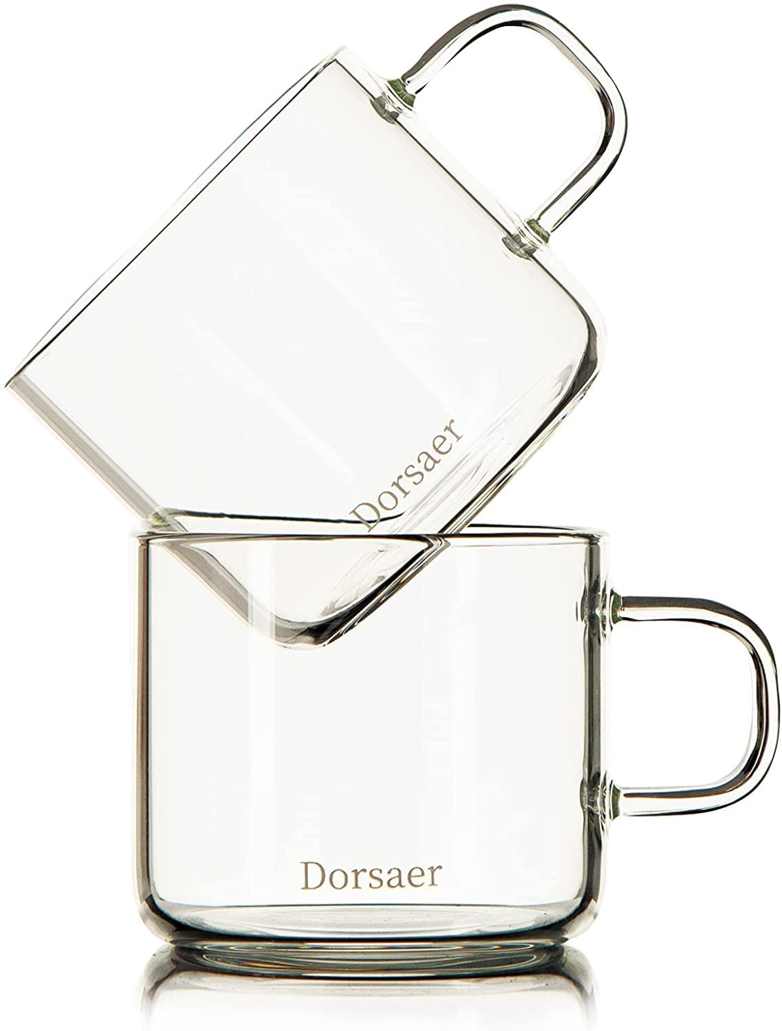 Dorsaer Glass Cups -6oz Small Crystal Clear Glass Coffee Cups for Latte,Cappuccino,Hot Chocolate,Tea and Juice (Set of 2)