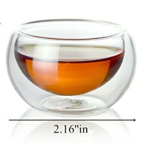 Luxtea Double-walled Borosilicate Teacup Glass Heat-resisting Tea Cup Hold 2 Oz, Set of 10