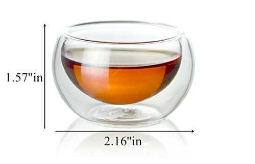 Luxtea Double-walled Borosilicate Teacup Glass Heat-resisting Tea Cup Hold 2 Oz, Set of 10