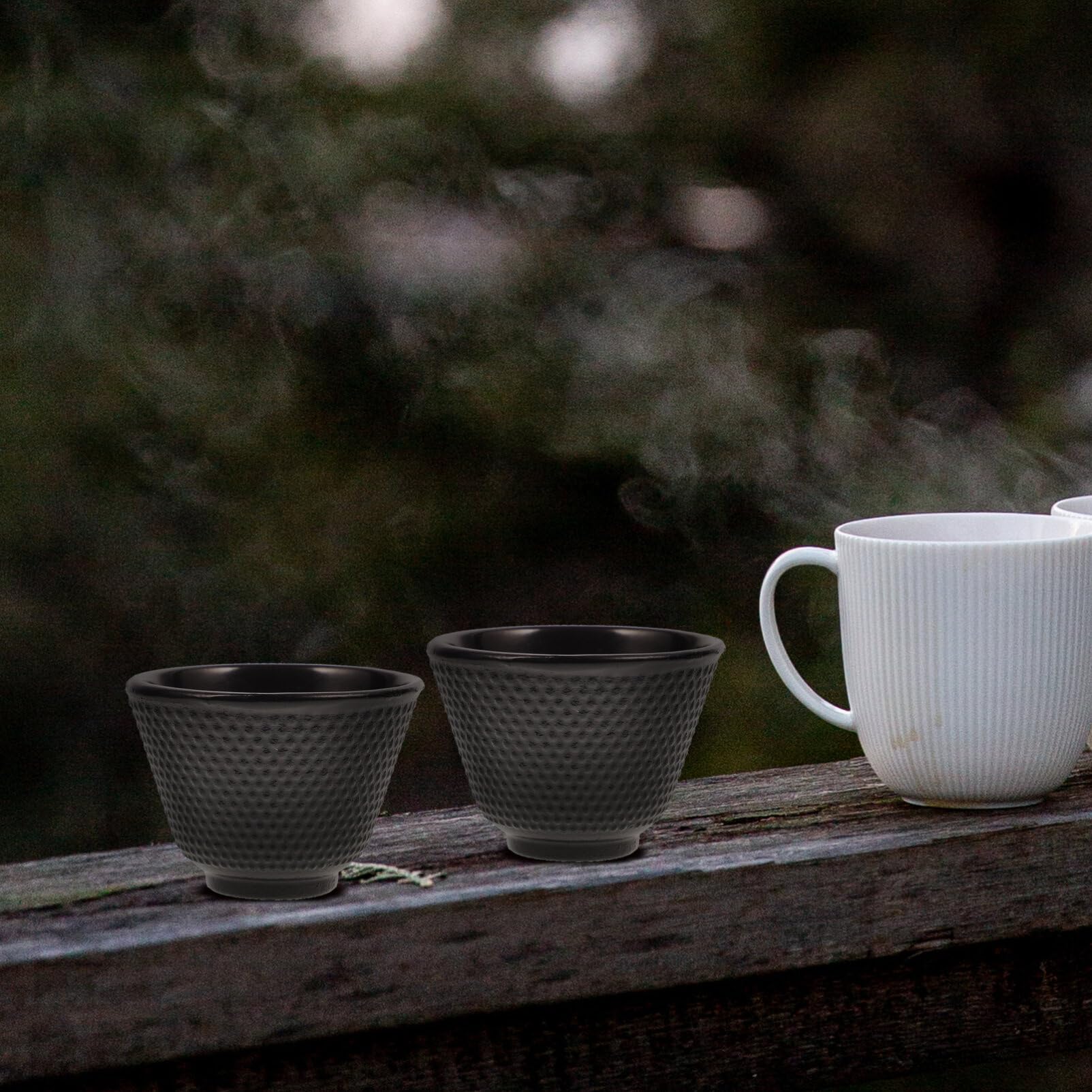 Angoily 2pcs Japanese Tea Cup Black Tea Cups Japanese Cast Iron Tea Cup Chinese Kung Fu Tea Cup Blossom Teacup Handcraft Mugs Set