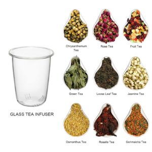 Lezero Glass Tea Infuser Cups with Removable Strainer and Bamboo Lid, Borosilicate Glass Tea Mugs for Blooming Tea & Loose Leaf Tea, Microwave & Dishwasher Safe, LEAD-FREE, 15oz/450ml