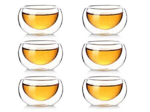 yeme double-walled small glass tea cups 50ml/1.7oz s01 (set of 6)