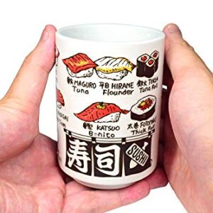 Japanese Yunomi Sushi Tea Cup Mino Ware, Sushi Print