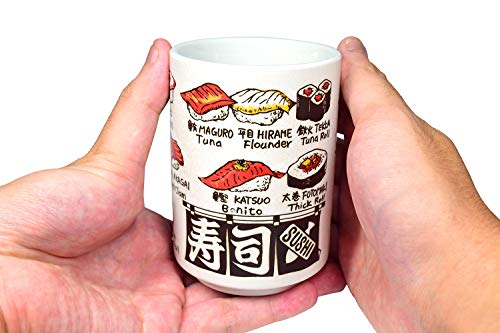 Japanese Yunomi Sushi Tea Cup Mino Ware, Sushi Print