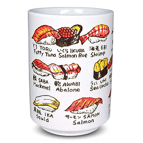 Japanese Yunomi Sushi Tea Cup Mino Ware, Sushi Print