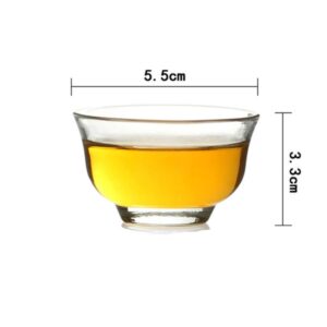 Teacups 1.3oz/40ml Clear Borosilicate Insulated Glass Traditional Chinese kung Fu Tea Cups for Drinking Tea, Wine whisky Liquor and Spirits Water,Set of 10