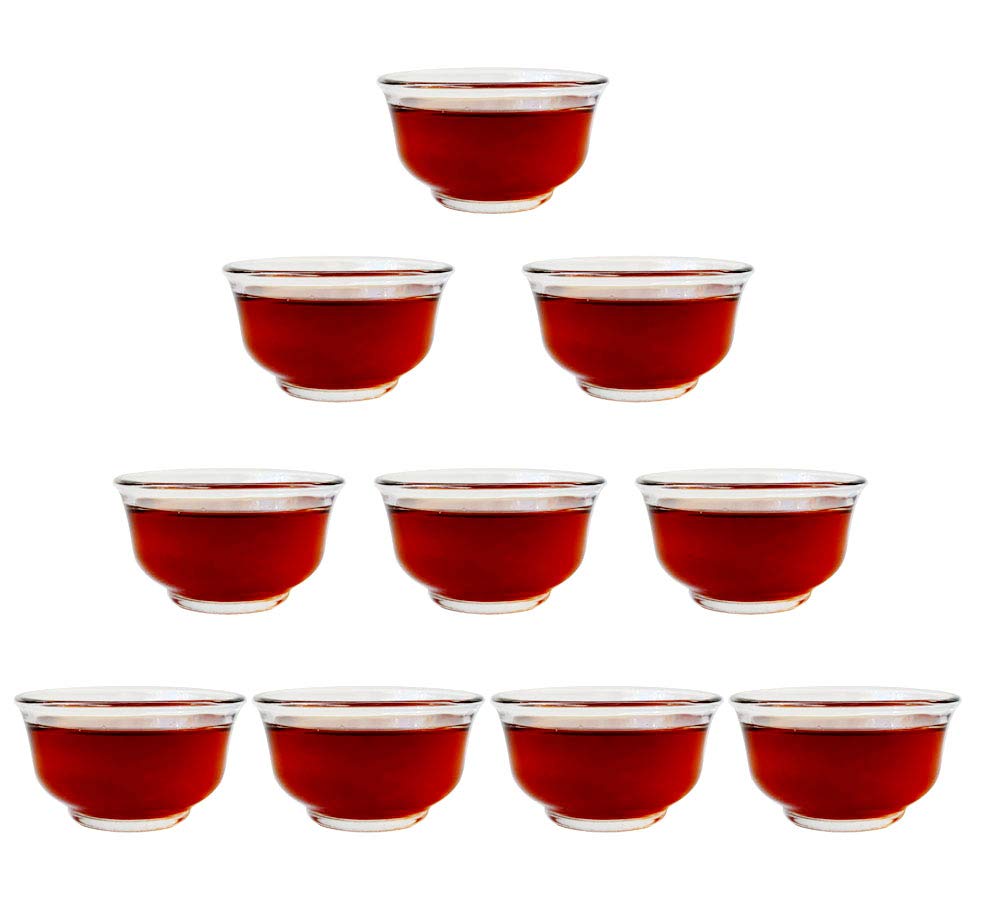 Teacups 1.3oz/40ml Clear Borosilicate Insulated Glass Traditional Chinese kung Fu Tea Cups for Drinking Tea, Wine whisky Liquor and Spirits Water,Set of 10