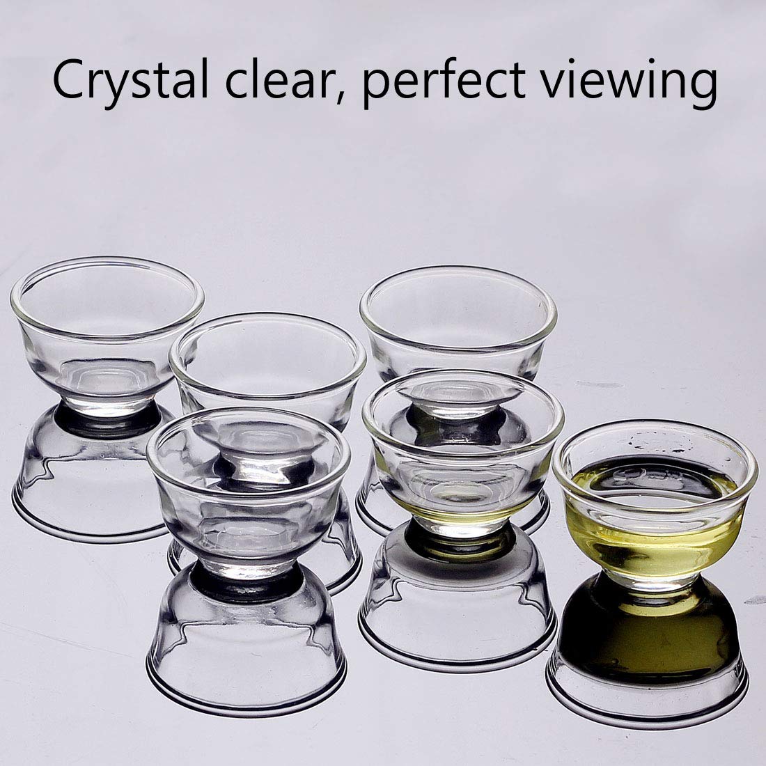 Teacups 1.3oz/40ml Clear Borosilicate Insulated Glass Traditional Chinese kung Fu Tea Cups for Drinking Tea, Wine whisky Liquor and Spirits Water,Set of 10