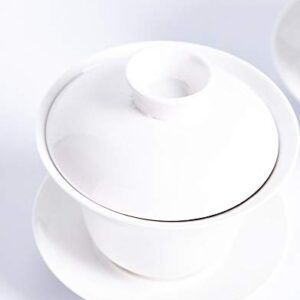 Liang baobao Gaiwan 2 Sets White Porcelain Teacups 110ml Tureen Sancai Cover Saucer for Loose tea Espresso