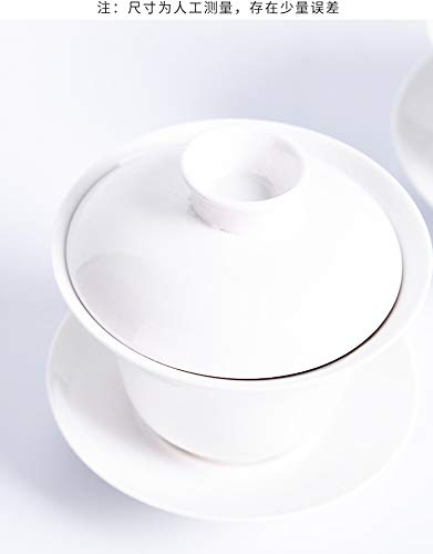 Liang baobao Gaiwan 2 Sets White Porcelain Teacups 110ml Tureen Sancai Cover Saucer for Loose tea Espresso