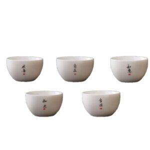 JinRu BaoHua China Pin tea cups, kung fu tea cups, tea cups set of 5, green tea, oolong tea, pu-erh tea China style tea cups (Large)