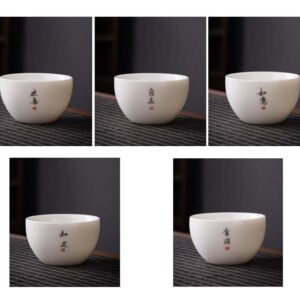 JinRu BaoHua China Pin tea cups, kung fu tea cups, tea cups set of 5, green tea, oolong tea, pu-erh tea China style tea cups (Large)