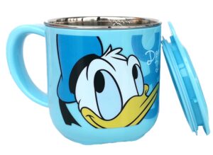 everyday delights disney donald duck abs stainless steel cup with lid, 250ml, blue