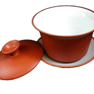 YXHUPOT Teacup Kungfu Zea bowl Zisha Red Clay black 4oz/130ml Cup Gaiwan Sancai Saucers (Red white)