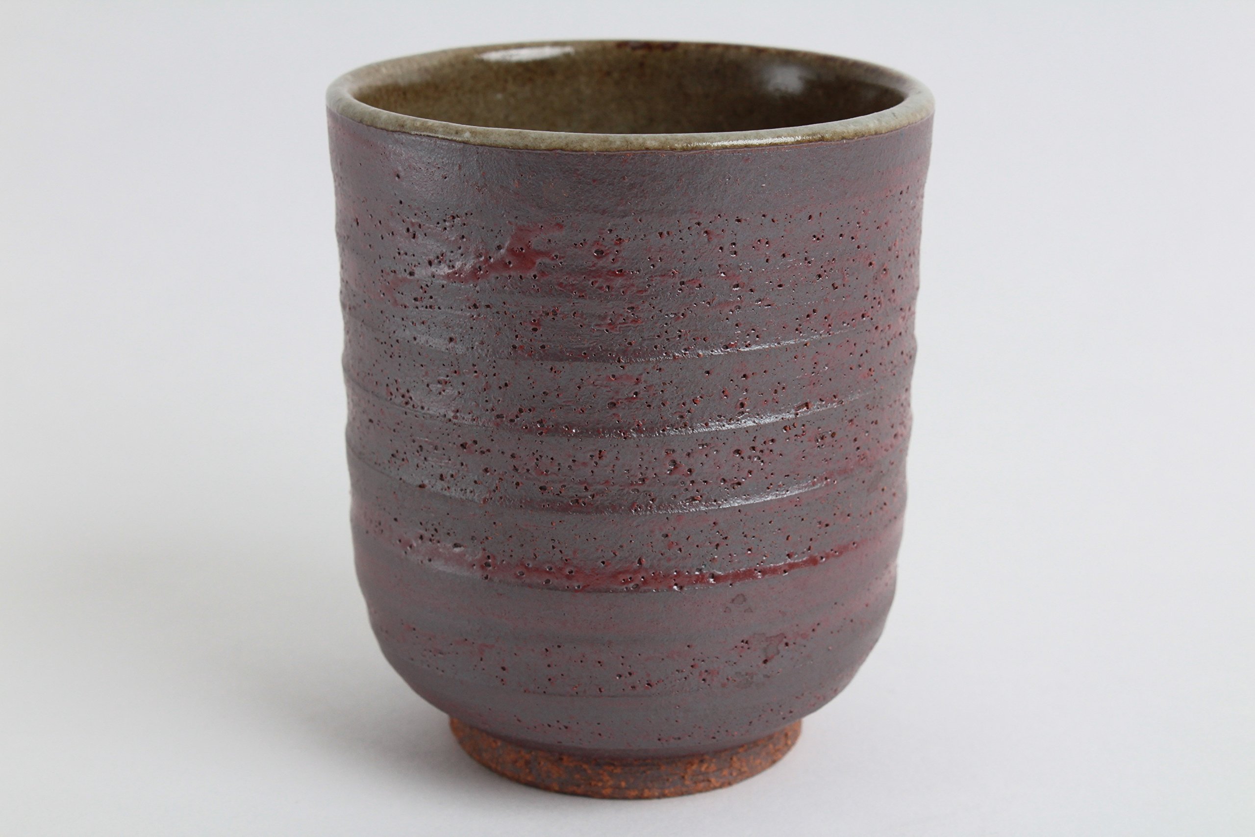 Mino ware Japanese Pottery Yunomi Chawan Tea Cup Matte Wine Red Akagusuri made in Japan (Japan Import) KSY001