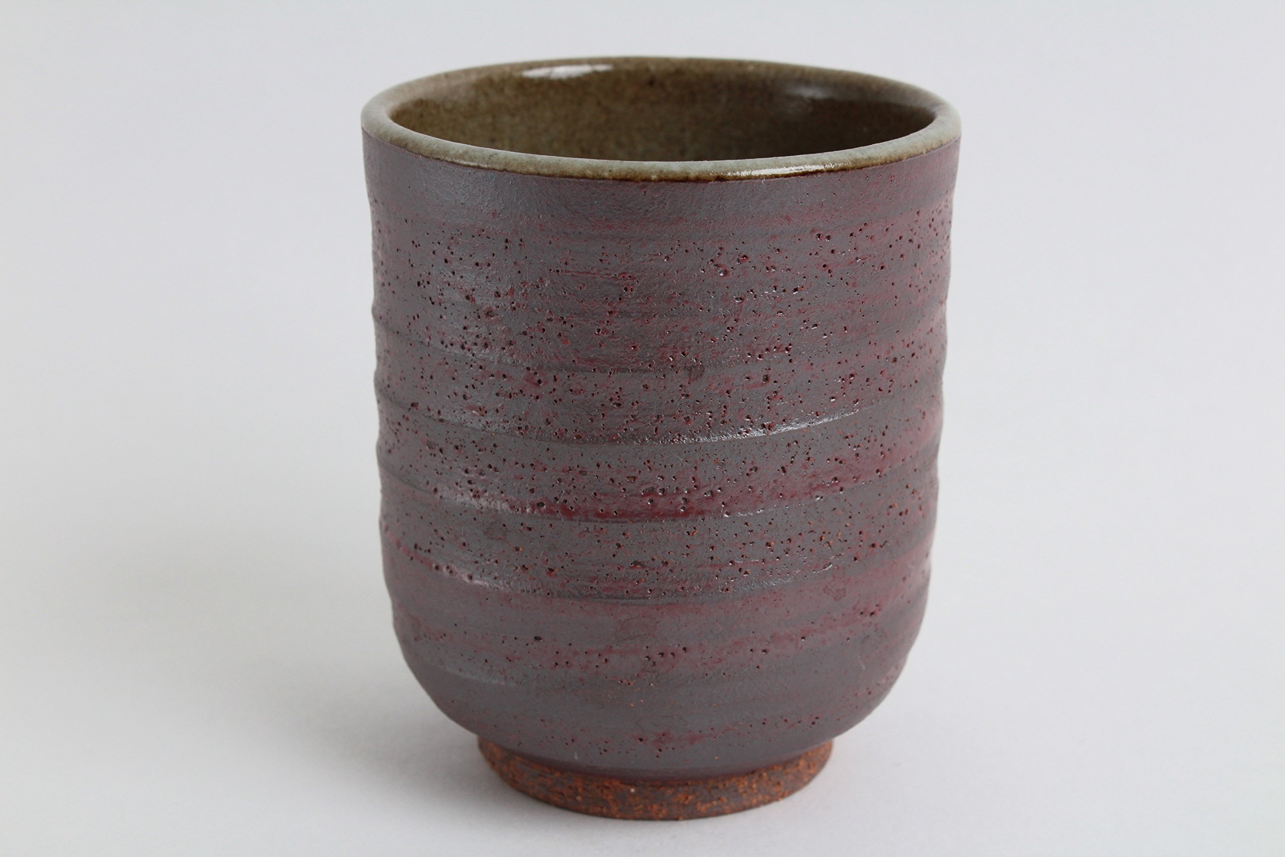 Mino ware Japanese Pottery Yunomi Chawan Tea Cup Matte Wine Red Akagusuri made in Japan (Japan Import) KSY001