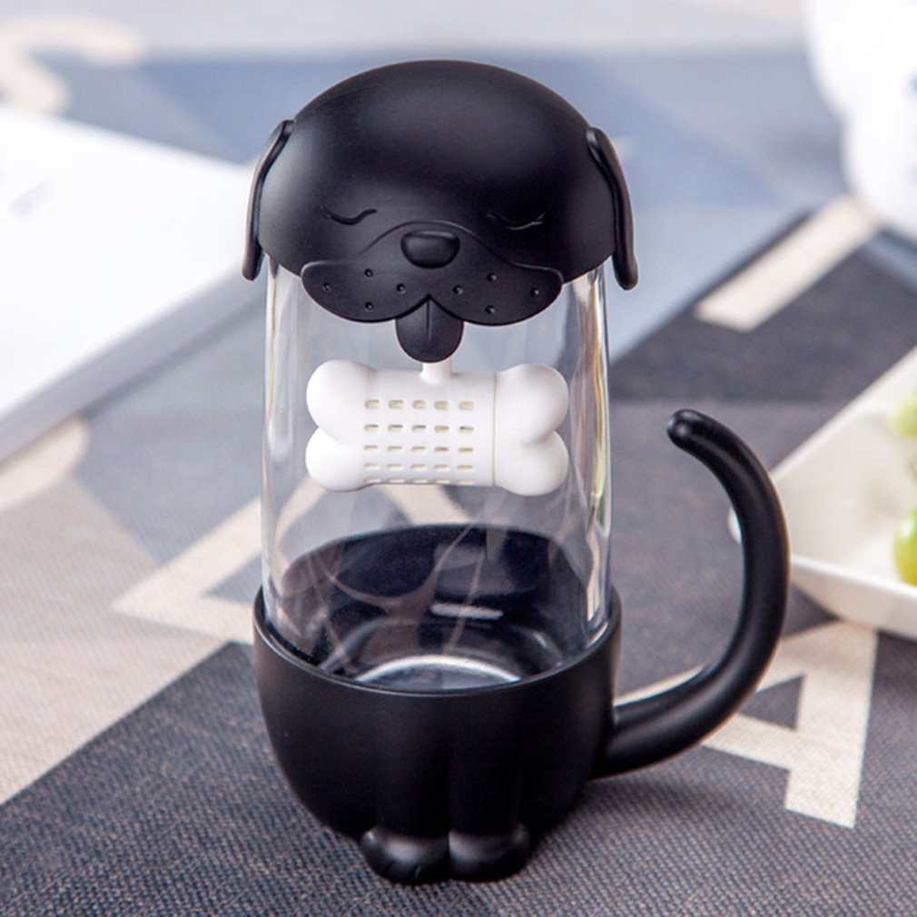 Mcgreen Creative Tea Infuser Cup with Lid Cute Dog Strainer Travel Coffee Mug…